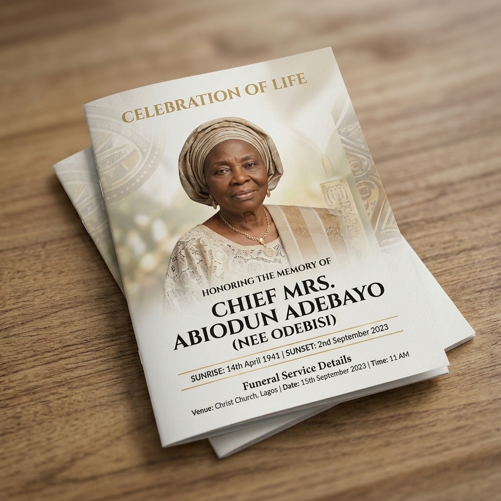 Get A4 Portrait Bifold Burial Funeral Program Design & Printing ...