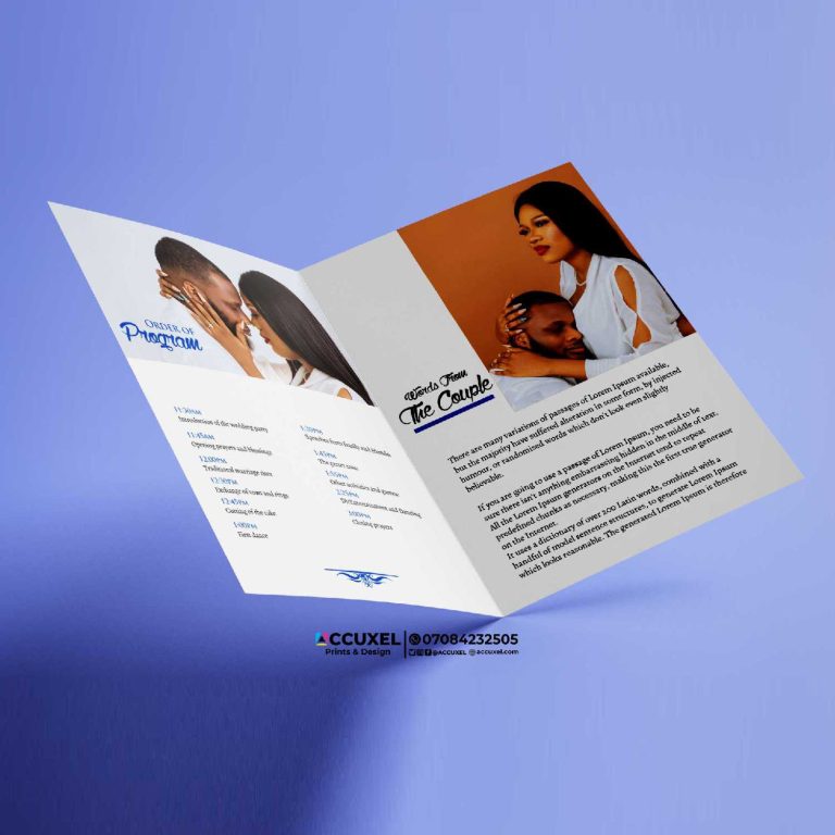 Get Custom A4 Bifold Wedding Program Design And Printing - Design And ...