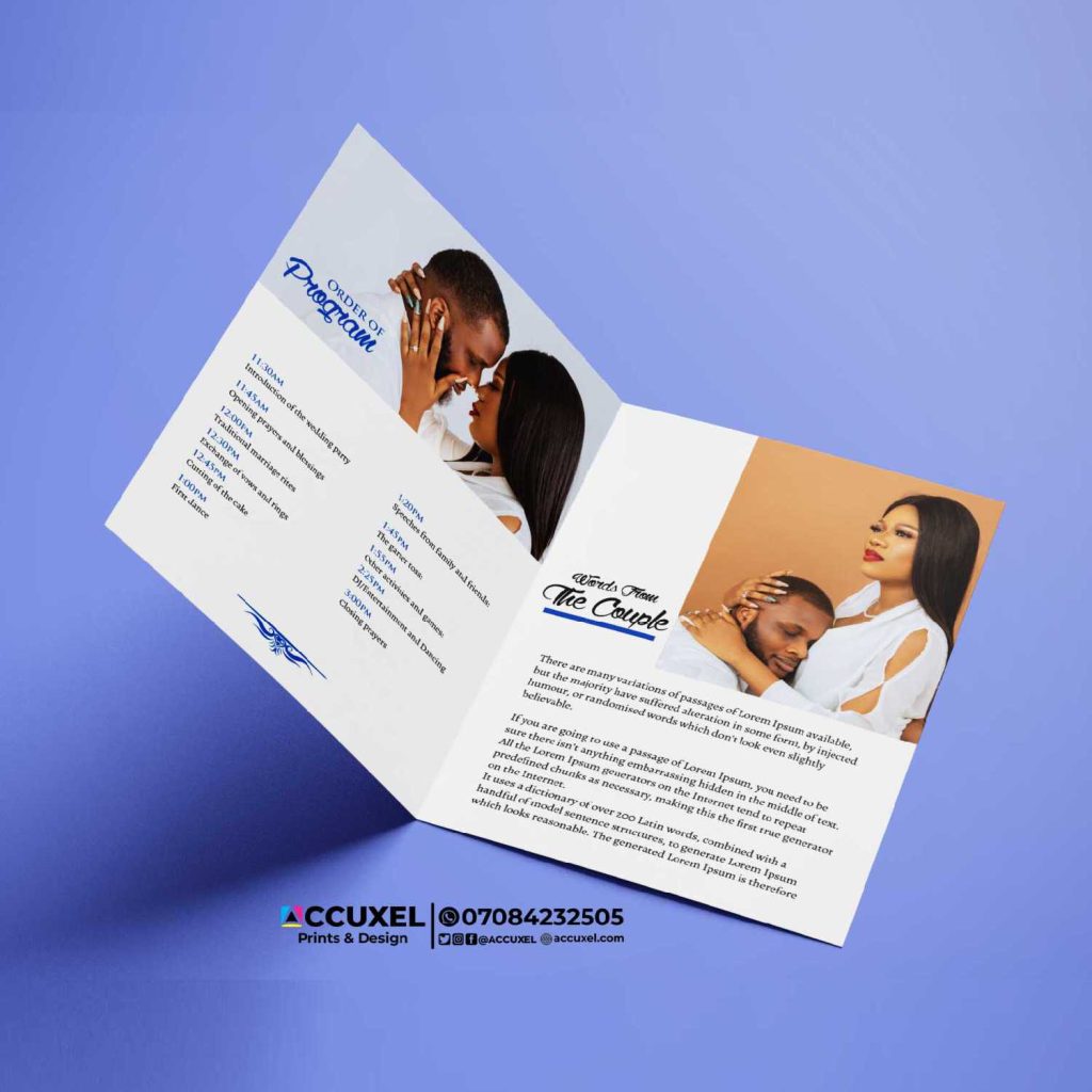 Get Custom A4 Bifold Wedding Program Design And Printing - Design And ...