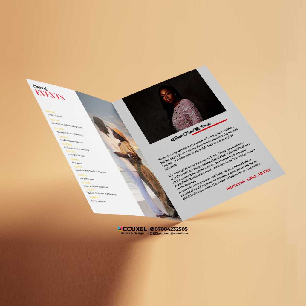 Get Custom A5 Bifold Wedding Program Design And Printing - Design And ...