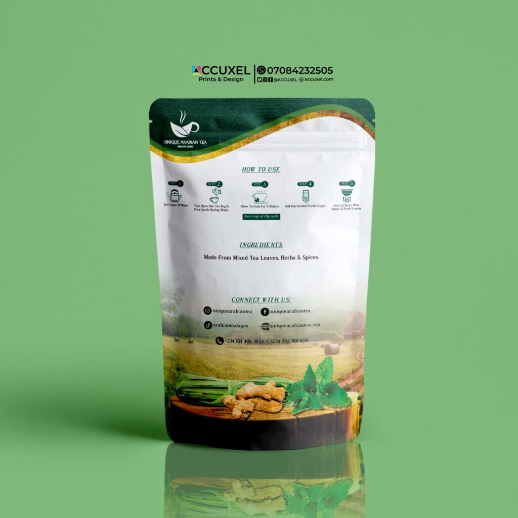 Get Herbal Green Tea Packaging Pouch Design And Printing (Low Minimum ...