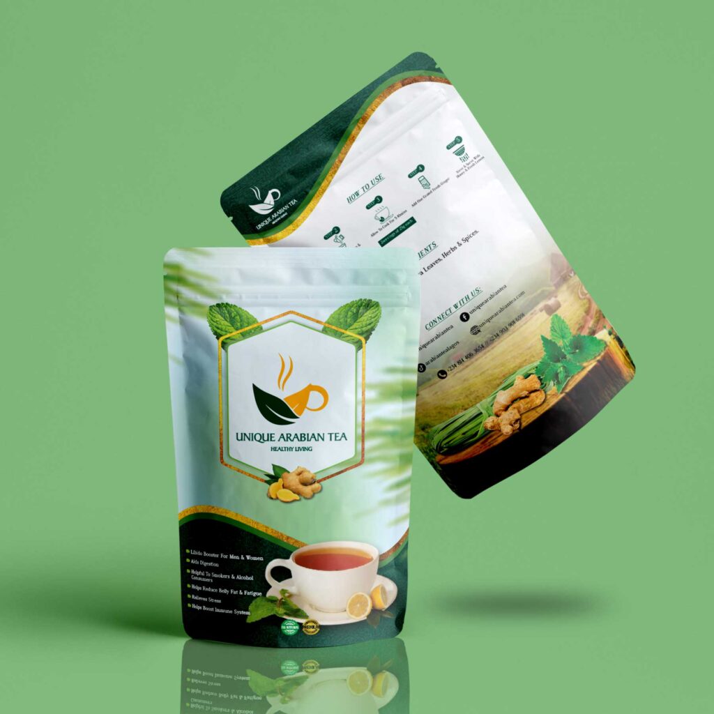 Get Herbal Green Tea Packaging Pouch Design And Printing (Low Minimum ...