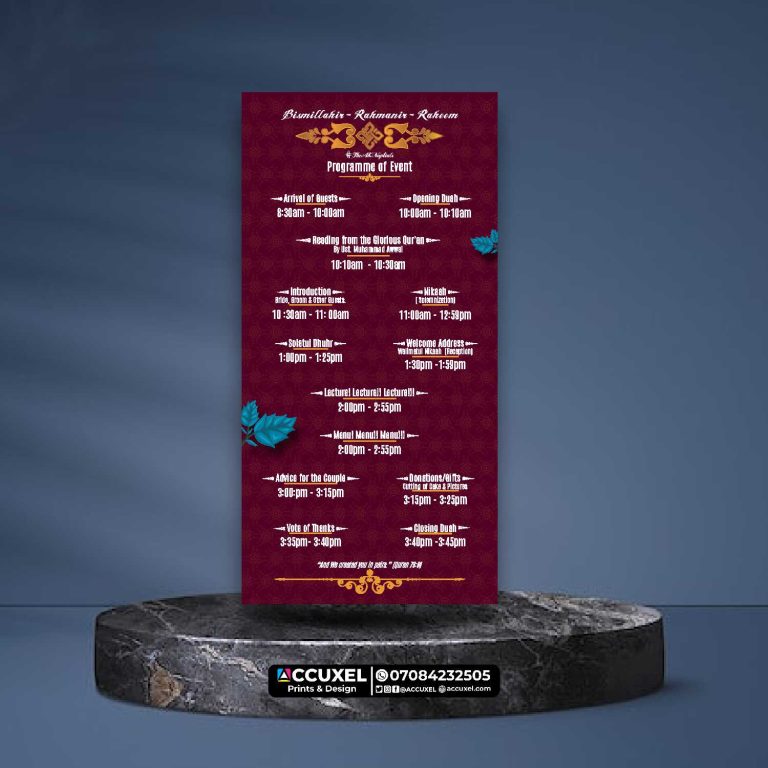 Get Custom A4 Bifold Wedding Program Design And Printing - Design And ...