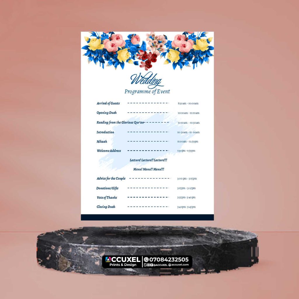 Get Custom A5 Bifold Wedding Program Design And Printing - Design And ...