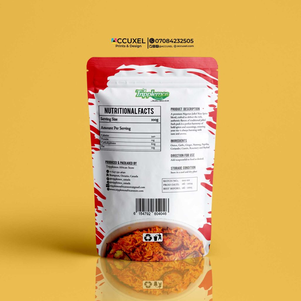 Get Custom Jollof Rice Spice Pouch Design And Printing (Low Minimum ...