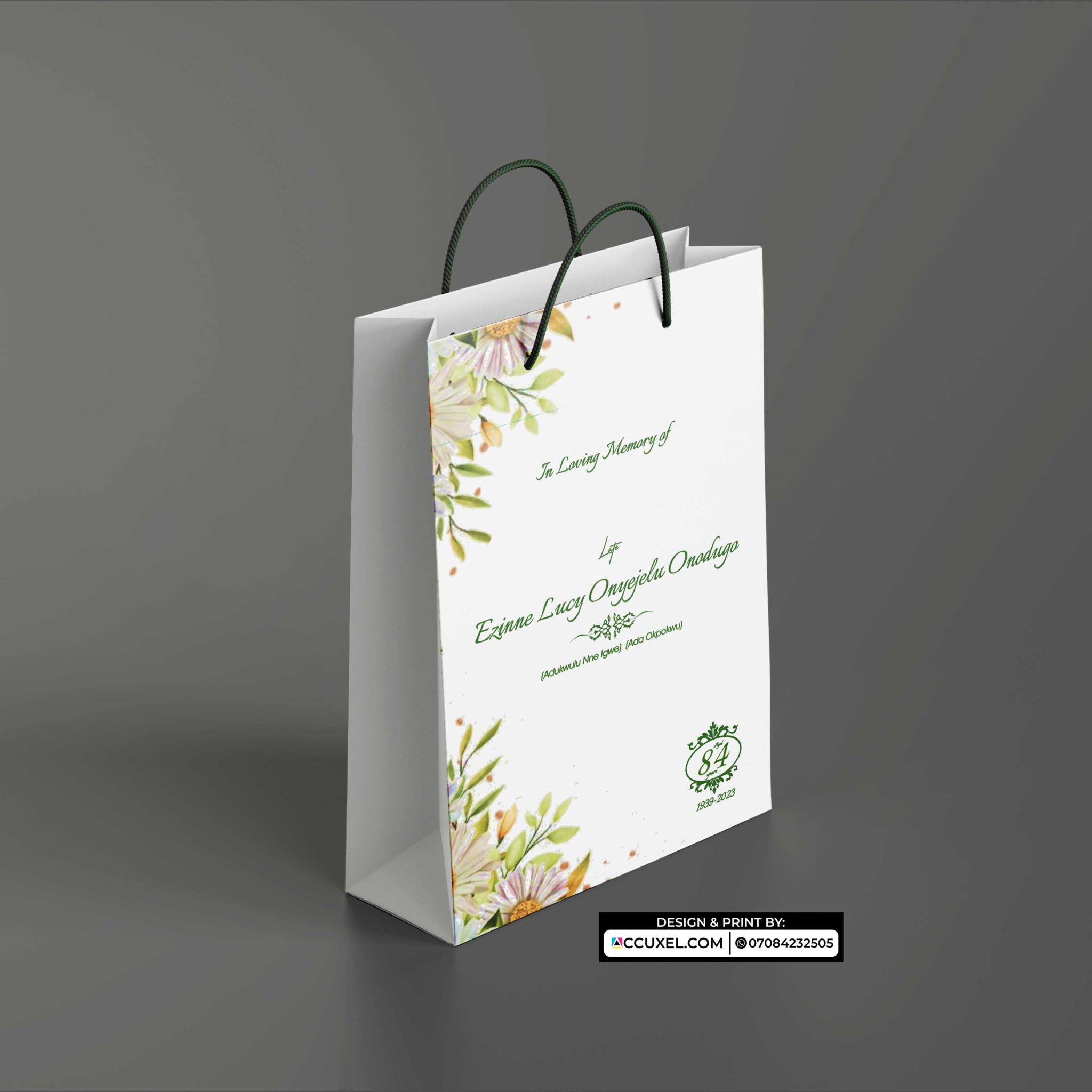 Get Custom Burial Souvenir Paper Bags Design And Printing - Design And ...