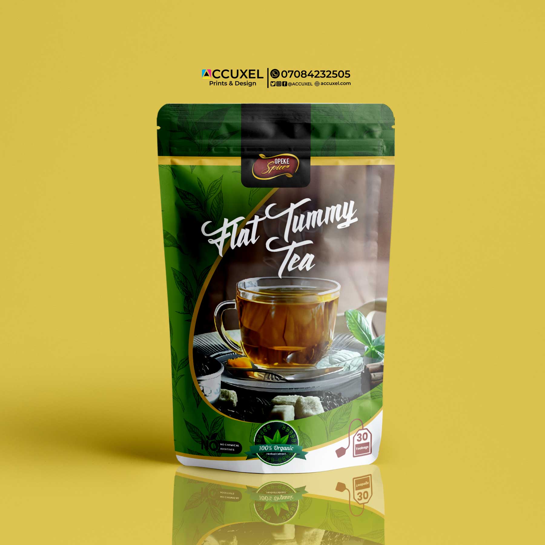 Get Flat Tummy Tea Pouch Packaging Design And Printing (Low Minimum ...