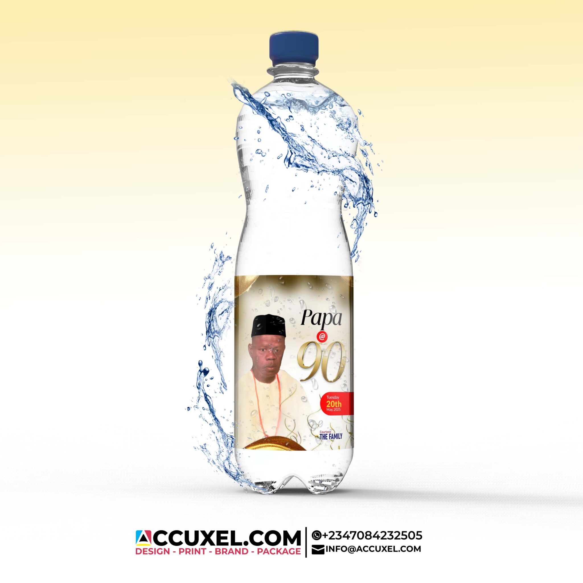 Get Custom 70th Birthday Water Bottle Labels Sticker Design And ...