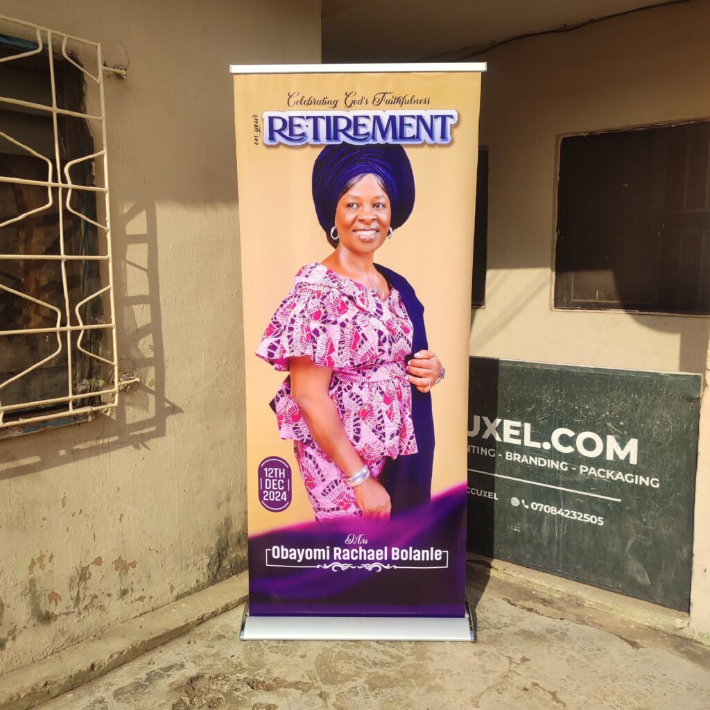 Get Custom Retirement Roll Up Banner Design And Printing - Design And ...