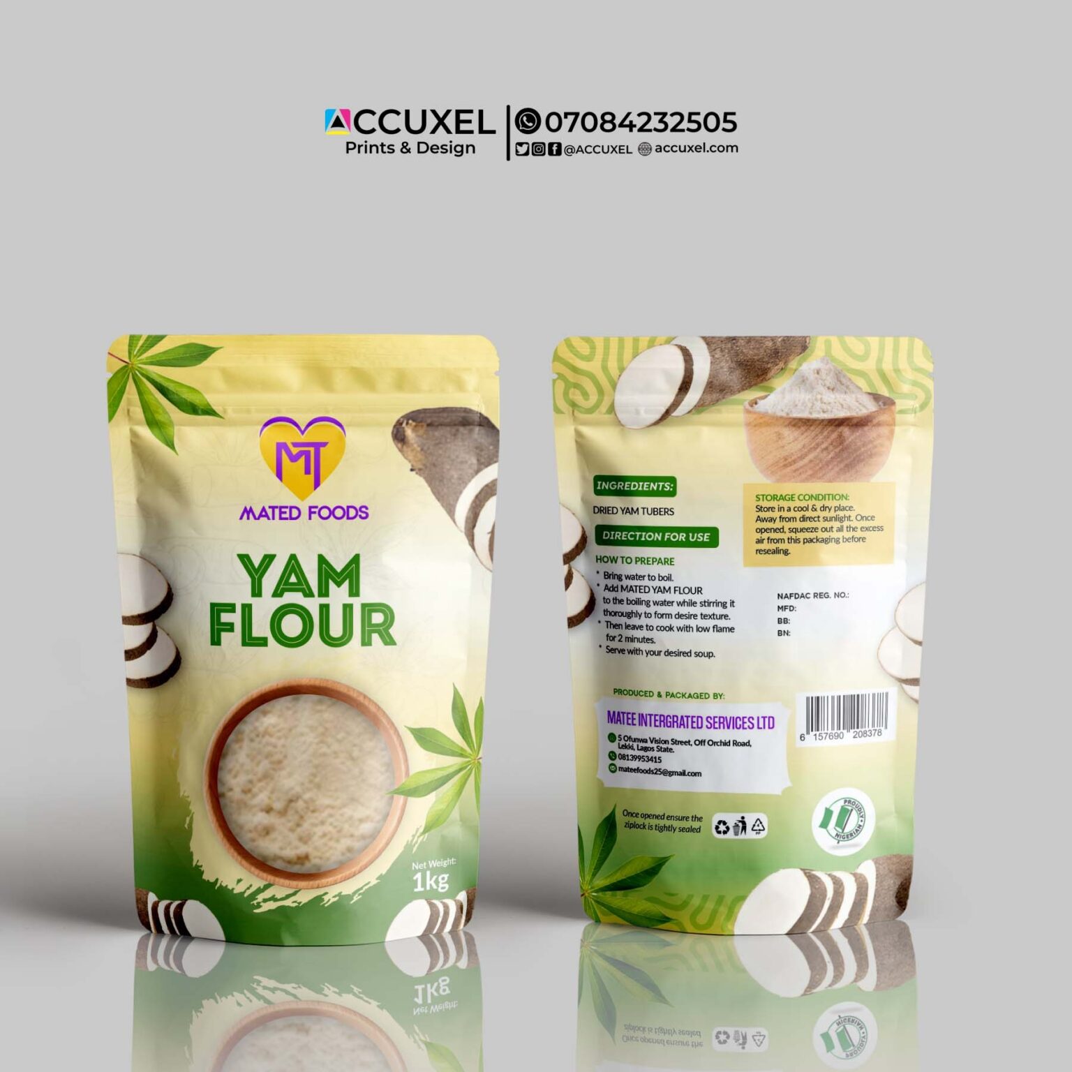 Get Yam Flour Packaging Pouch Design And Printing - Design And Printing ...