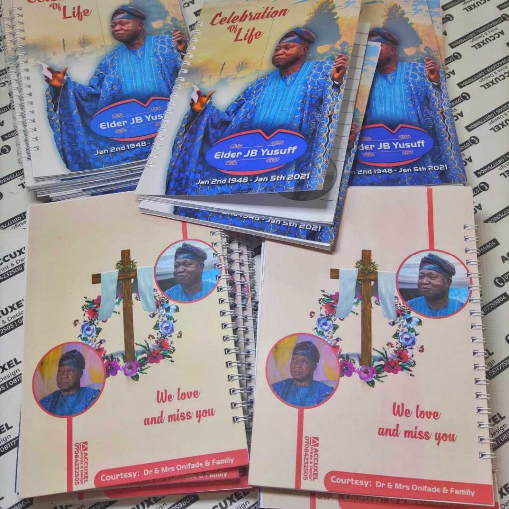 Get Memorable Custom Burial Jotter Design And Printing - Design And Printing Company In Kwara ...