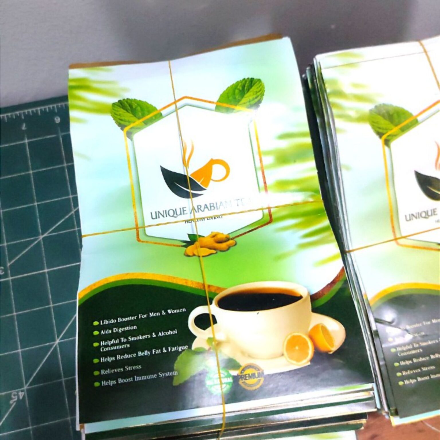 Get Herbal Green Tea Packaging Pouch Design And Printing (Low Minimum ...